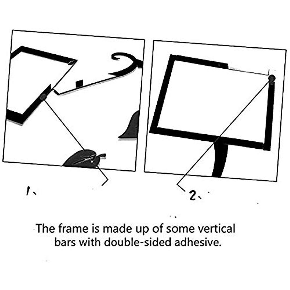 3D Black Trunk Leaves Wall Stickers Happy Family Tree Decal DIY Decor Sticker with Four DIY Vertical Bars Photo Frames (Black, M)