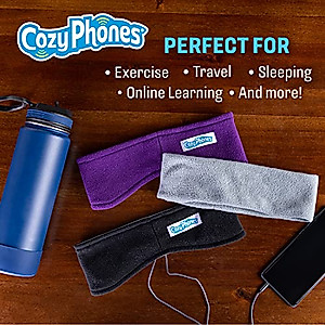 CozyPhones Sleep Headphones - Wireless Over Ear Headphones from Ultra Thin Cool Mesh Chordless Head Phones for Side Sleepers, Meditation, Running, Laptop, and Phone - Gray Lycra
