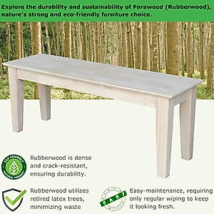 IC International Concepts Shaker Style Bench for Kitchen/Dining, Solid Parawood, 47"W x 14.37"D x 18.7"H, 450 lb Capacity, Paint or Stain in Any Color Any Color, Unfinished