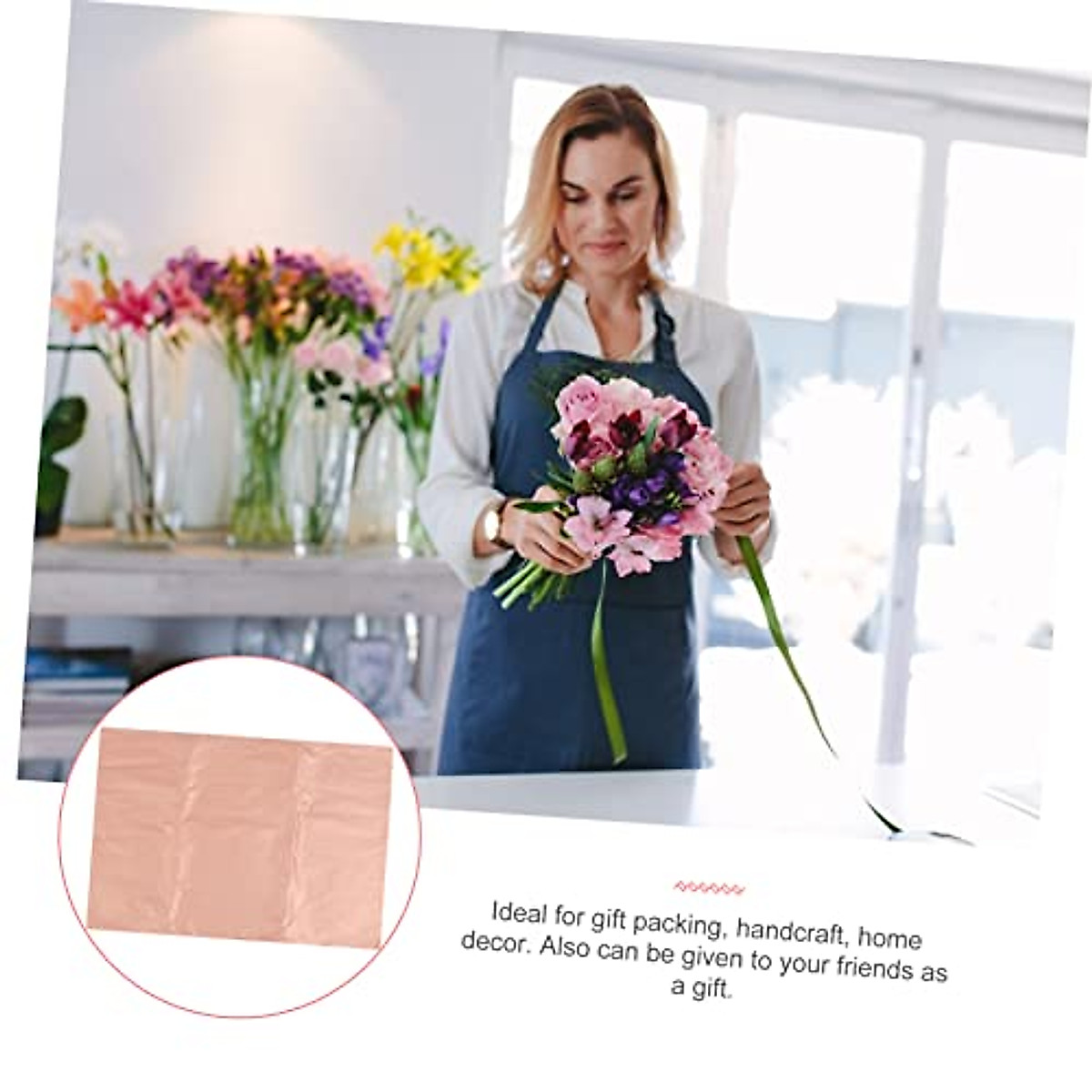 JEWEDECO 100pcs Wrapping Paper Floral Bouquet Tissue Paper Packaging Bulk Rose Gold Tissue Paper Bulk Foil Gift Package Paper Craft Paper Floral Decor Gift Paper Metal Child Cellophane