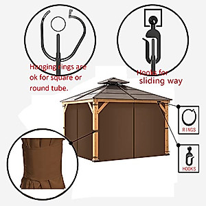 Garden Sunny 10-ft x 10-ft Gazebo Curtains,Privacy Sidewall Set 4-Panel Universal Replacement Shade Curtains Set,Protecting Side Walls (Only Curtain)- Brown