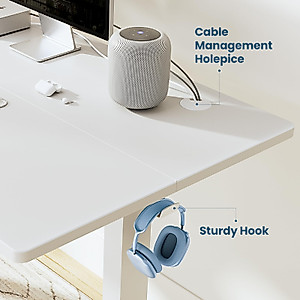 DUMOS 63 x 24 Inches Electric Height with Storage, Ergonomic Adjustable Memory Preset, Computer Stand Up Desk Suitable for Home Office, White, 63'' x 24''-Drawer