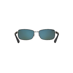 Ray-Ban RB3478 Rectangular Sunglasses, Gunmetal/Green Polarized, 60 mm