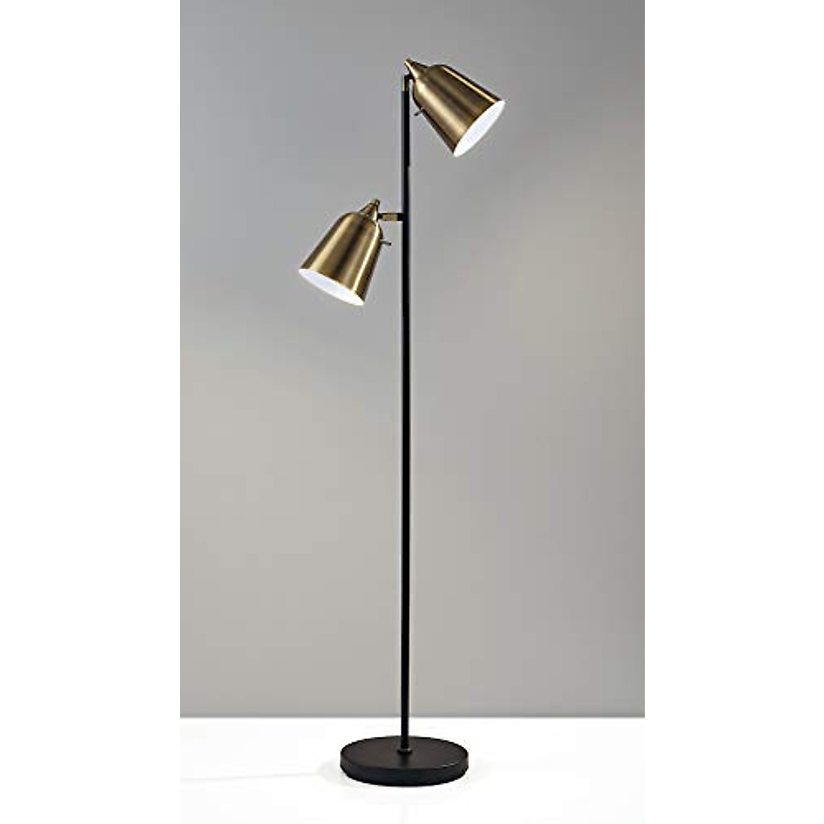 ADESSO 3237-01 Floor-Lamps, Matte Black/Antique Brass