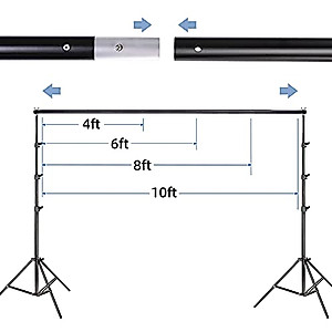 Backdrop Stand 8.5x10ft Adjustable Background Support System Kit Photo Backdrop Stand with 3 x Spring Clamps for Parties Photography Photo Video