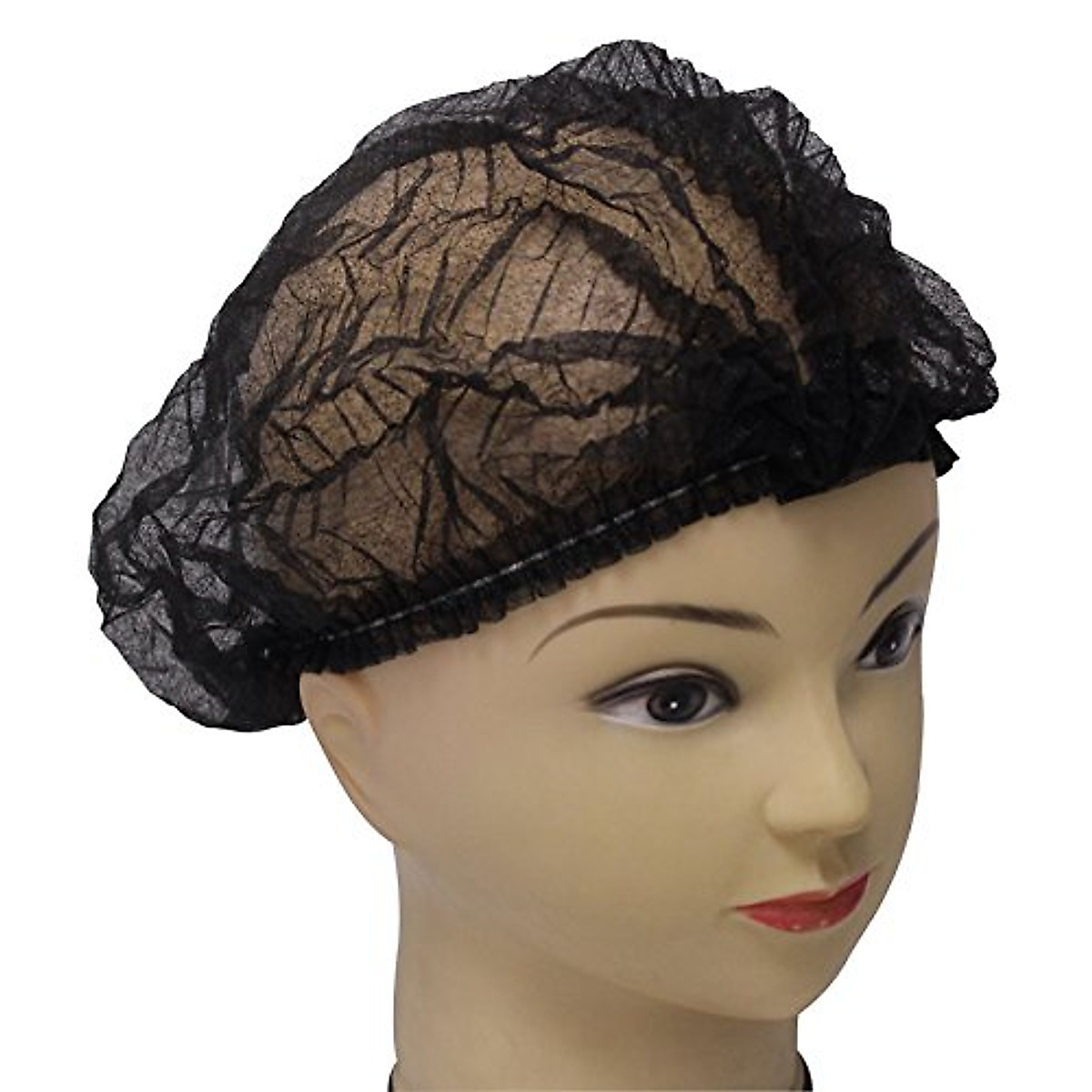 A+ DESIGN 100 Pieces Disposable Non-Woven Clip Caps Mob caps hairnets Head Cover, 21", with 6 Colors for You to Choose. (Black)