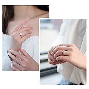 AllenCOCO Gold Cubic Zirconia Ring for Women Trendy Ring 14k