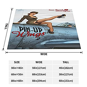 Sexy Girl Ultra-Soft Micro Fleece Throw Blanket,Pin Up Girl,Custom Warm Lightweight Blanket for Couch Bed Living Room Bedroom Sofa 50"x40"