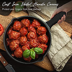 Joyhalo Joyhalo Cast Iron Skillet Handle Cover, 6 Pack Pot Handle Covers Heat Resistant, Cast Iron Pan Handle Covers, Silicone Pot Handle Sleeve Covers, Silicone Handle for Cast Iron Skillet, Black