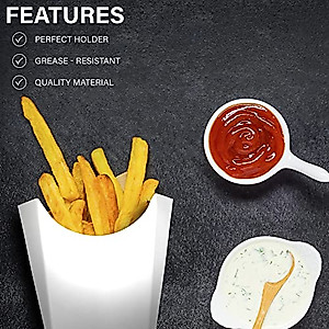 MT Products Extra Small 4 oz Kid-Sized White SBS Scoop Paperboard French Fries Containers - French Fry Holders Cups with Grease-Resistant Barrier (Pack of 50) - Made in the USA
