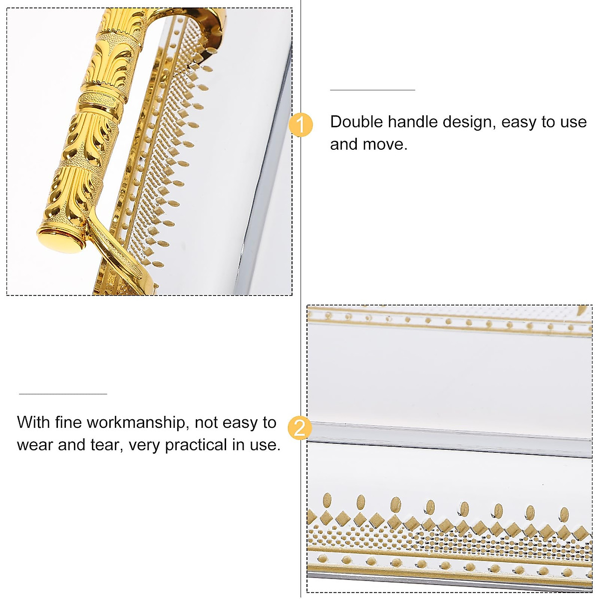 Zerodeko 1Pc Retro Fruit Tray European Style Tray Food Plate Double Handle Tray for Hotel Home Buffet