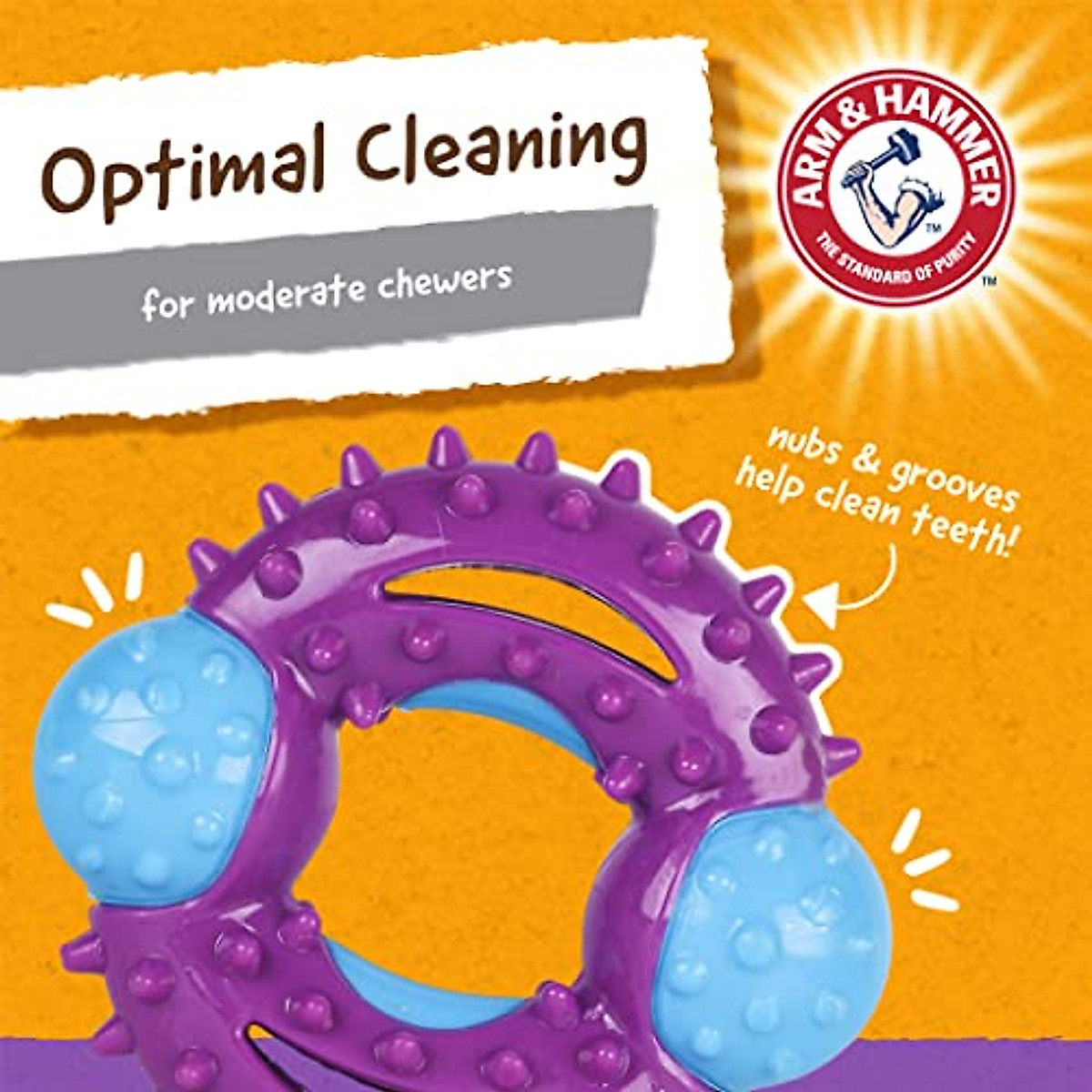 Arm & Hammer for Pets Nubbies Orion Dog Dental Toy| Best Dog Chew Toy for Moderate Chewers | Dog Dental Toy Helps Reduce Plaque & Tartar Without Brushing (Pack of 1)