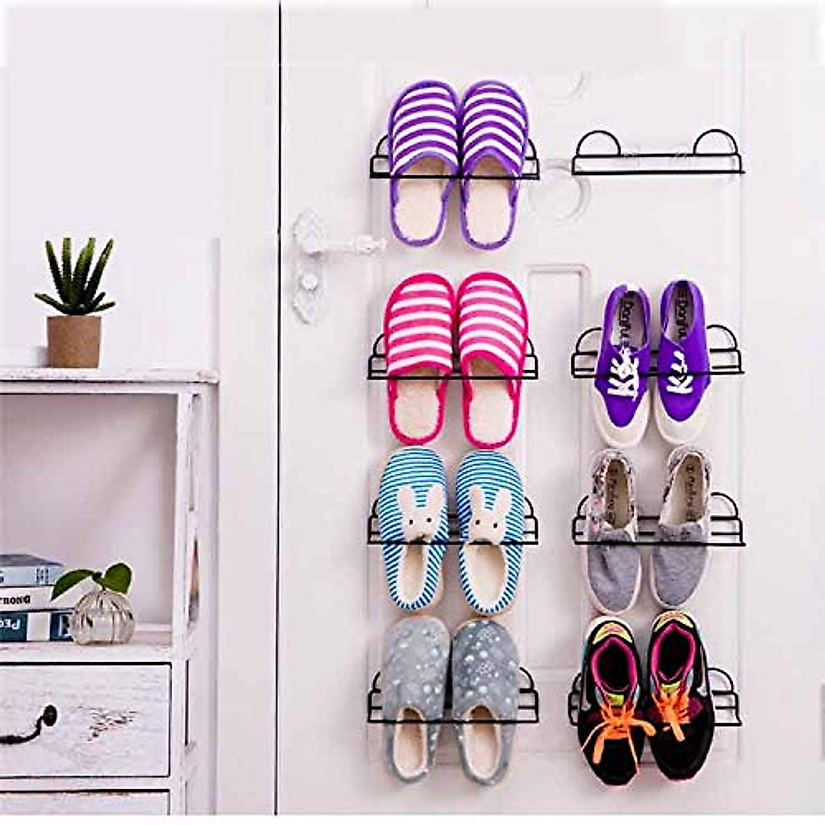 MFCHY Paste Wrought Iron Shoe Rack Bathroom Slippers Shelf Home Living Room Creative Shoe Hook Suction Wall-Mounted Shoe Rack