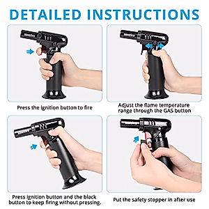 Sondiko Butane Torch with Fuel Gauge S907, Refillable Kitchen Torch Lighter with Adjustable Flame for Creme Brulee(Butane Gas Not Included)
