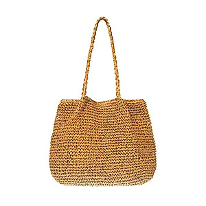 Handwoven Soft Straw Beach Bag Purse Casual Vintage Rattan Shoulder Bag Handbag Boho Wowen Tote Basket Vacation Bag