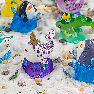 FUNSHOWCASE Miniature Sea Figurines 1:12 1inch Charm 18-Count Epoxy Art UV Resin Inlay Diorama Aquarium Terrarium Fairy Garden