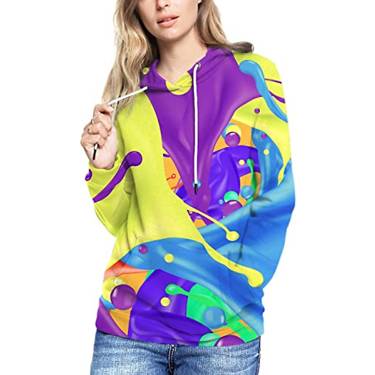 SYAIMN Unisex 3D Animal Printed Big Pockets Drawstring Hoodie Sweatshirt Large