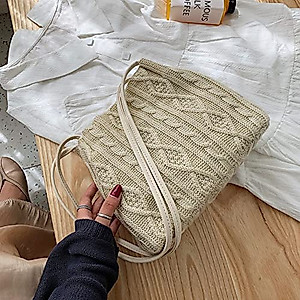 Women Girls Shoulder Handbags Casual Hobo Bags Knitted Shopper Tote Bag Dating Bag