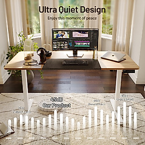 Monomi Electric Standing Desk, 55 x 28 inches Height Adjustable Desk, Ergonomic Home Office Sit Stand Up Desk with Memory Preset Controller (Natural Top/White Frame)