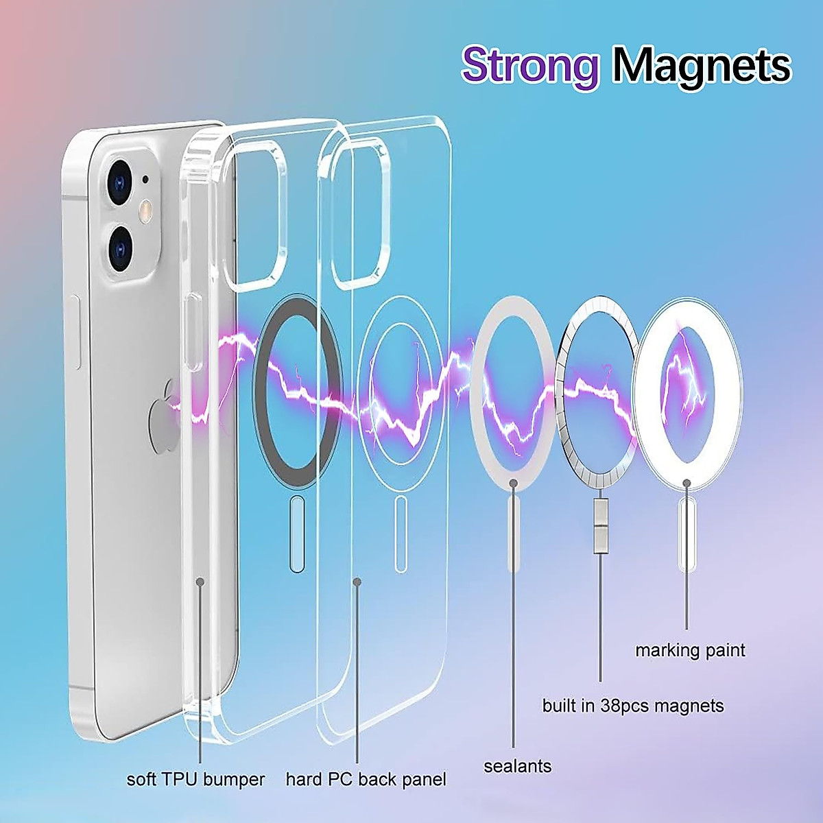 KMERUOTR Magnetic Case Compatible with iPhone 12 Mini Case Glitter - Compatible with MagSafe Charger Phone Case for Women Girls, Full-Body Shockproof Protective Case Cover for iPhone 12 Mini 5.4 Inch