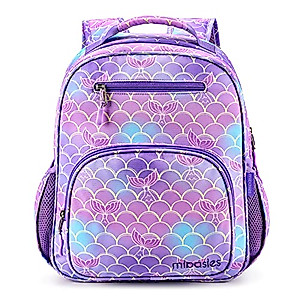 mibasies Girls Backpack for Elementary School, Backpack for Girls 5-8 with Lunch Box(Mermaid)