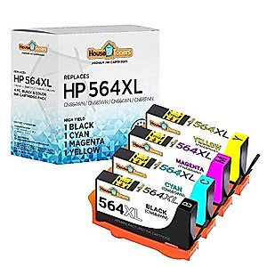 Houseoftoners Remanufactured Ink Cartridge Replacement for HP 564XL (1 Black, 1 Cyan, 1 Magenta, 1 Yellow, 4-Pack)