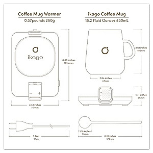 ikago Smart Mug Warmer & Mug Set - Upgraded Coffee Warmer, 1°F Precise Temperature Control Mug Warmer for Desk, Heated Coffee Mug with Auto Shut Off, Birthday Gifts for Women and Men