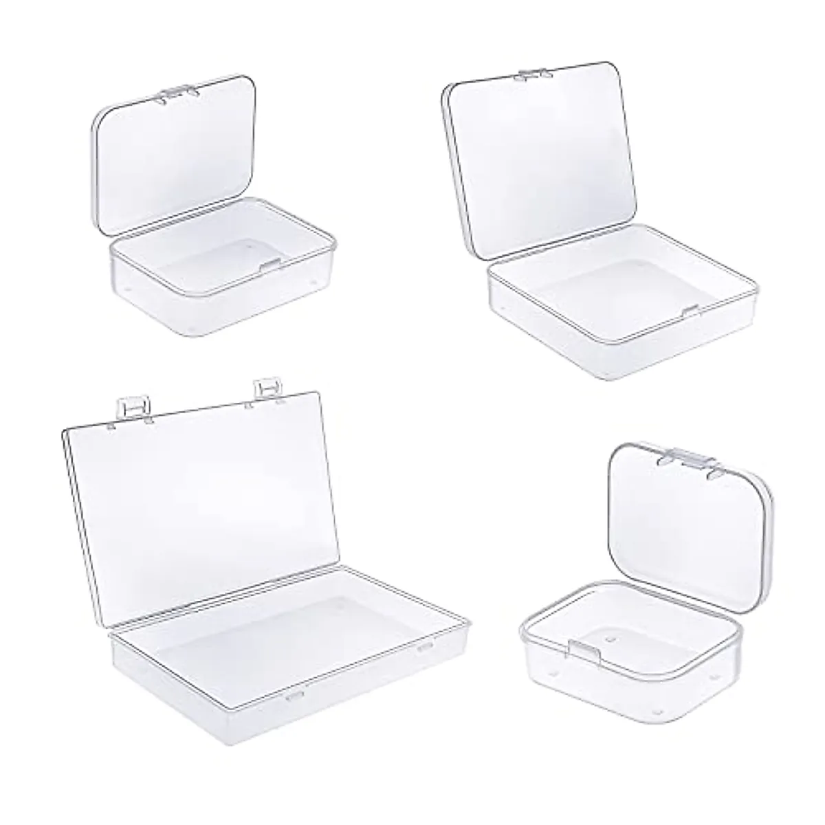 Goodma 36 Pieces Mixed Sizes Rectangular Empty Mini Plastic Organizer Storage Box Containers with Hinged Lids for Small Items and Other Craft Projects (Transparent)