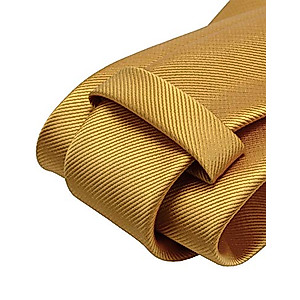 GUSLESON Brand Men's silk Solid Gold Yellow Tie Neckties and Pocket Square Cufflinks Sets (0789-11)