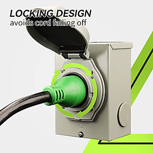 Pre-Drilling 30 Amp Generator Power Inlet Box & RVMATE 30 Amp Generator Cord 4 Prong 25FT