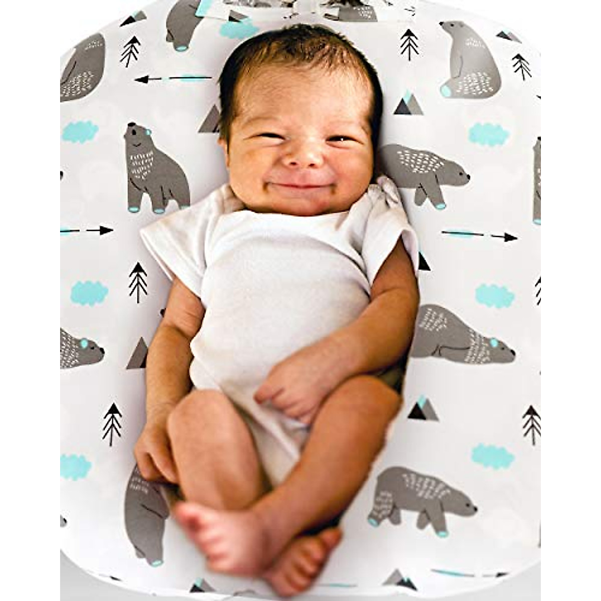 Stretchy Newborn Lounger Cover 2 Pack Sung Fitted Removable Slipcover,Ultra Soft Breathable,Owl & Bear