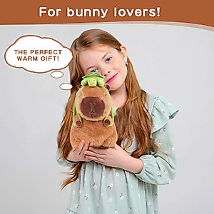 EASELR 12inch Cute Capybara Plush with Turtle Backpack, Capybara Stuffed Animal Soft Capybara Plushies Toy Capybara Doll Pillow Birthday for Kids (with Bag)