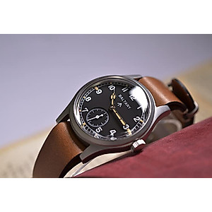 Baltany Dirty Dozen Watch Men D12 36MM Sea Gull ST1701 Movement Automatic BGW9 Luminous Vintage Military Wristwatches (Brown NAT Black)