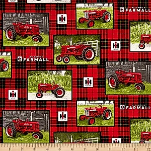 Sykel Enterprises Multi Farmall Tractor Patch Allover Fabric by The Yard
