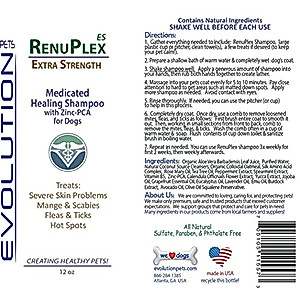 RenuPlex Medicated Dog Mange Shampoo. Extra Strength Mange Shampoo for Dogs Eliminates Mange, Scabies & Severe Skin Problems. All Natural Dog Shampoo. Unconditional Guarantee. Made in USA…
