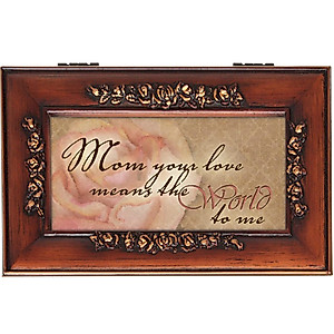 Cottage Garden Mom Love Means The World Burlwood Petite Rose Jewelry Music Box Plays You are My Sunshine