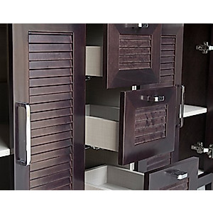 Hispania bath Madrid 60-inches Double Sink Bahtroom Vanity Solid Wood, Espresso, Cabinet, Crema Marfil Quartz Countertop and Double White Ceramic Undermount Sink, Made in Spain (European Brand)