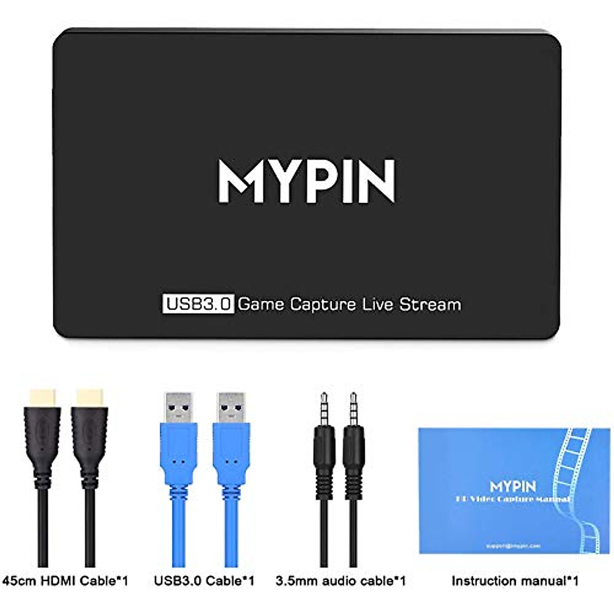 USB3.0 HDR 4K Capture Card for Live Streaming, Capture 1080P@60fps Support Microphone and Gamepad Party Chat for Nintendo Switch/ PS4 /Xbox One 360 /Wii U/Action Camera/DSLR Camcorder