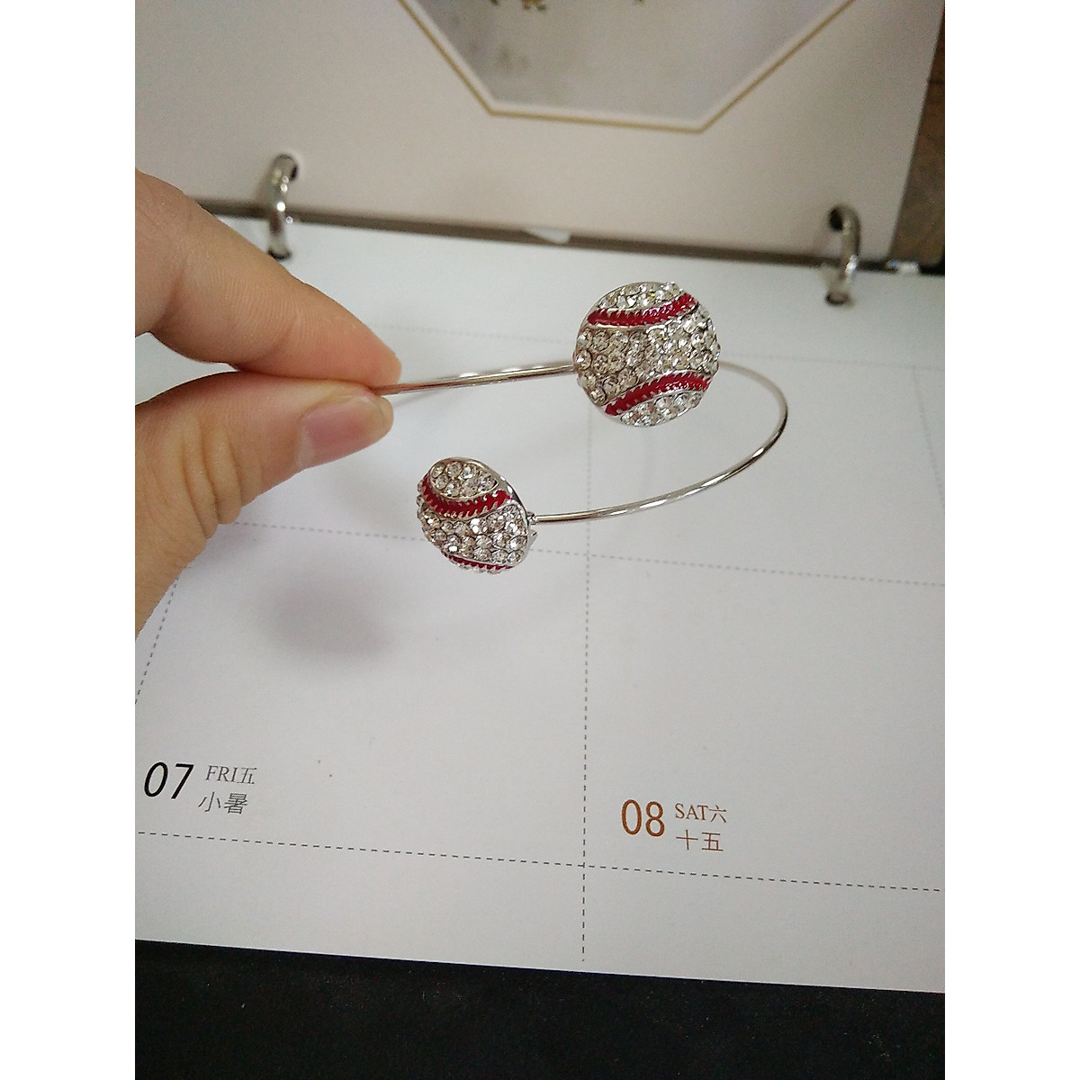 MANZHEN Adjustabe Baseball Softball Bangle Bracelet Cuff Wire Bangle Sports Charm Bangle Bracelets (1)