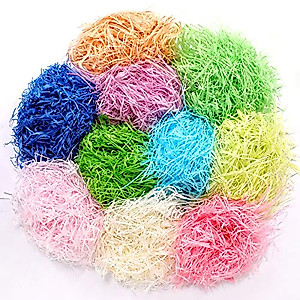 Multicolor Easter Bsket Grass, 10 Colors Paper Shred Easter Grass Recyclable Paper Grass for Easter Gift Basket Boxes Filler Easter Party Decoration Supplies