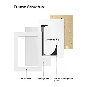 SONGMICS 4x6 Collage Picture Frames, Family Photo Collage Frame Set of 4 for Wall Decor, Glass Front, Wall Hanging or Tabletop, White