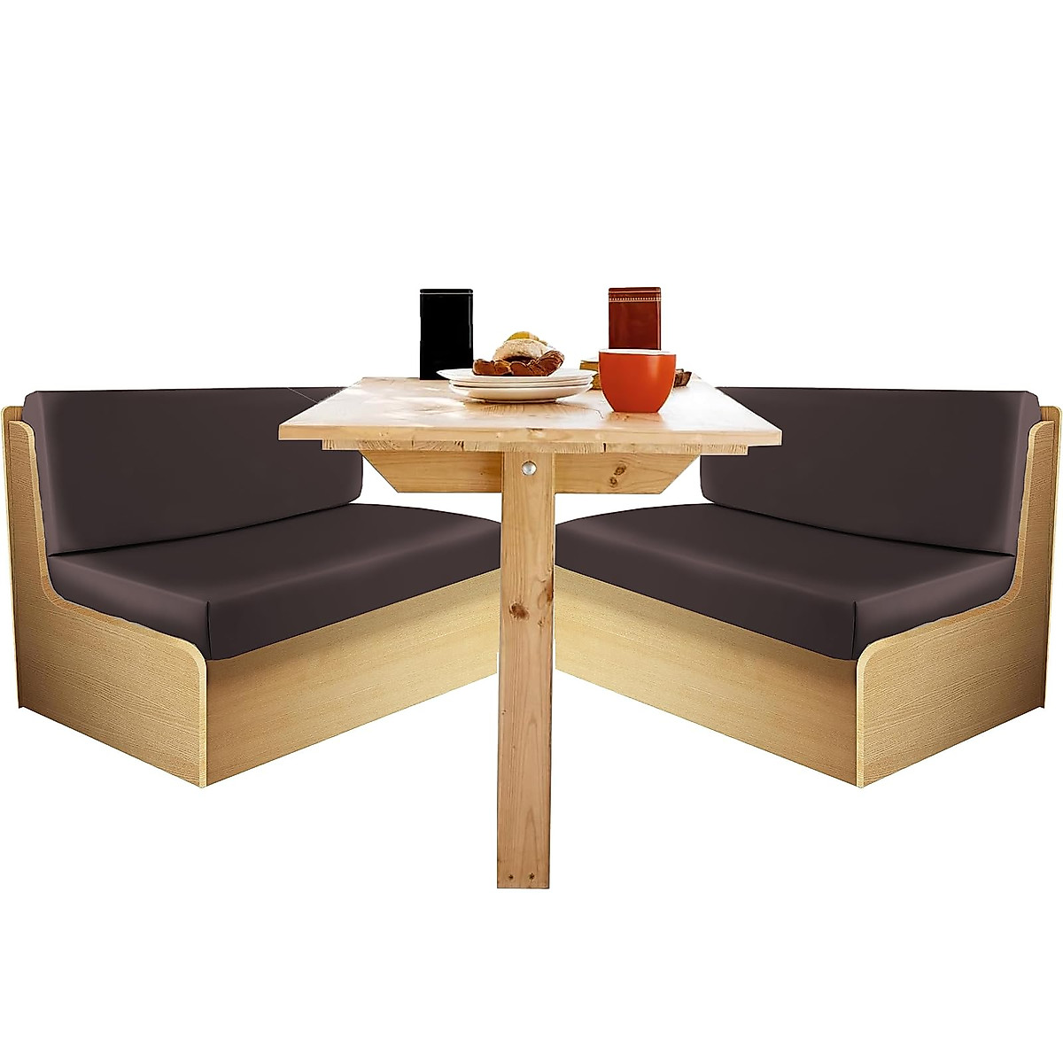 4pcs PU Leather RV Dinette Cushion Covers, Waterproof RV Seat Cover Restaurant Seat Sofa Slipcover RV Camper Car Settee Bench Cover (Black)