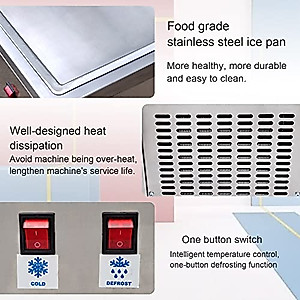 Mvckyi Commercial Countertop Mini Square Fried Ice Cream Roll Machine, Frozen Yogurt Ice Pan Rolled Machine Electric Stir Fry Ice Cream Rolled Maker for Home Bar Cafe