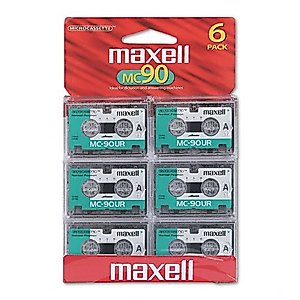 Maxell MC90 Dictation and Audio Cassette 90 Minute 6 Pack