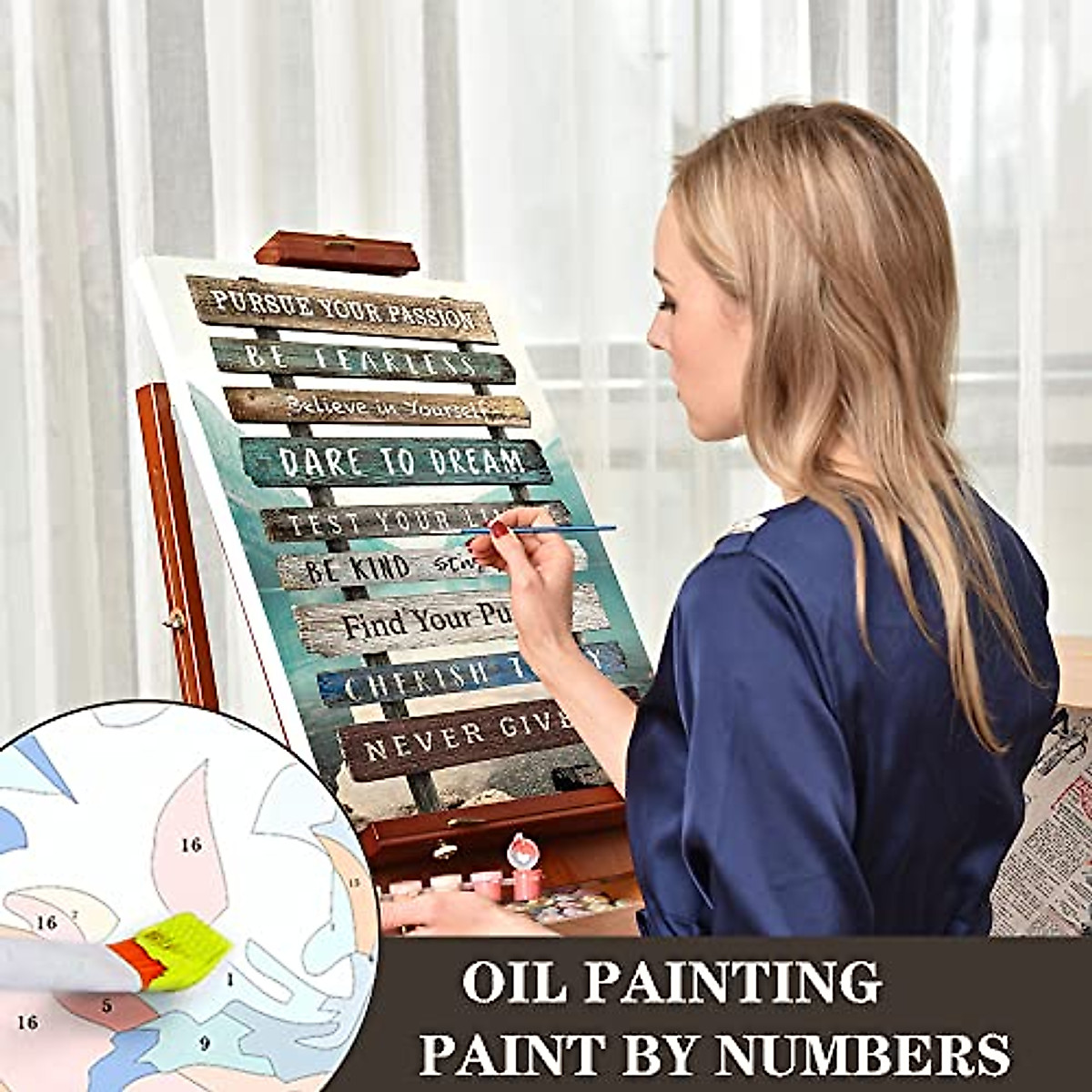 UMPOE Paint by Numbers for Adults, River Valley Inspirational Mountain Paint by Numbers for Adults Beginner Drawing Paintwork with Paintbrushes Paint Canvas Oil Painting(Without Frame 15.7x19.7inch)