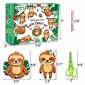 CiyvoLyeen Sloth Sewing Craft Kit Jungle Animal DIY Craft Sewing Kit for Girls and Boys Educational Sewing Kits for Kids Age 8 9 10 11 12 Craft Kit Includes 8 Projects