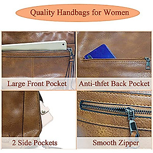NZ SIXVONA Hobo Bags for Women, Large Soft PU Leather Convertible Tote Women Handbags Purses Shoulder Crossbody Bags for Ladies, Brown