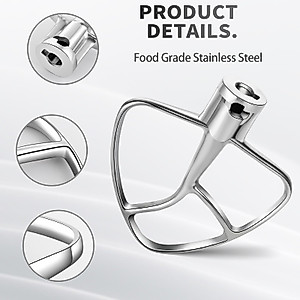 Stainless Steel Flex Edge Beater for KitchenAid Mixer, Fits Tilt-Head Stand Mixer Bowls For 4.5-5 Quart Bowls, Kitchenaid Paddle Attachment by ABTER