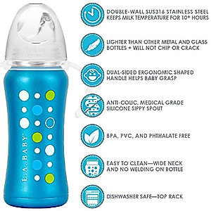 Ultimate Stainless Steel Sippy Cup | 9oz Insulated Sippy Cup for Toddlers Insulates 10+ Hours | Leak-free, Non-toxic Medical Grade Silicone and Stainless Steel Sippy Cup for Baby - Blue