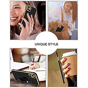 BENTOBEN Compatible with iPhone 11 Case, Slim Luxury Electroplated Bumper Women Men Girl Protective Soft Case Cover with Strap for iPhone 11 6.1 inch,Black/Gold